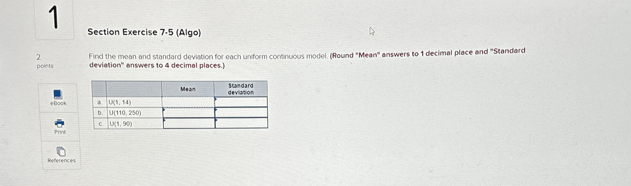 (Solved) - Section Exercise 7.5 (Algo) Find the mean and standard ...