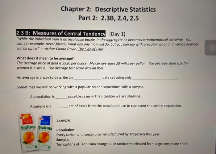 (Solved) - Chapter 2: Descriptive Statistics Part 2: 2.3B, 2.4, 2.5 2.3 ...