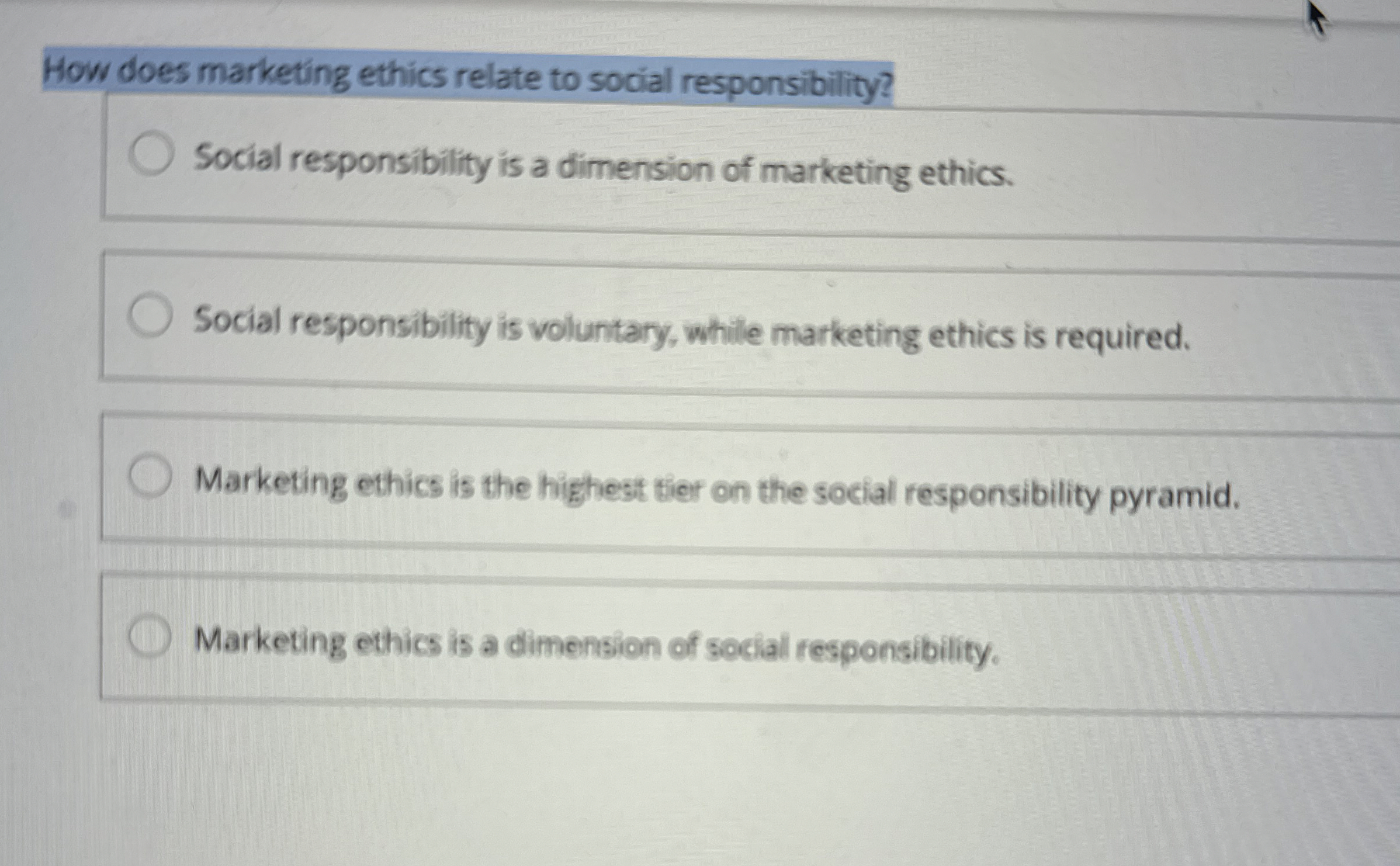 (Solved) - How does marketing ethics relate to social responsibility ...