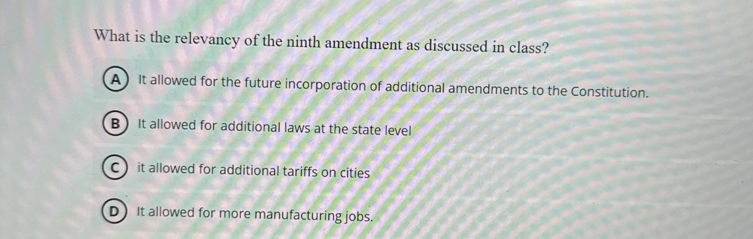 (Solved) - What is the relevancy of the ninth amendment as discussed in ...
