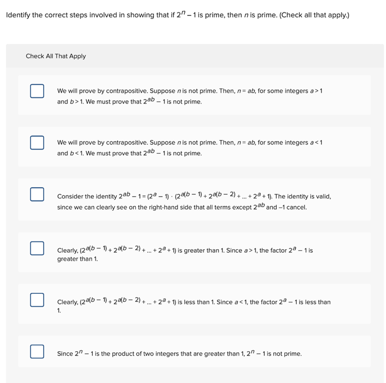 Get Answer Question Identify The Correct Steps Involved In Showing Get Answer Question Identify The Correct Steps Involved In Showing