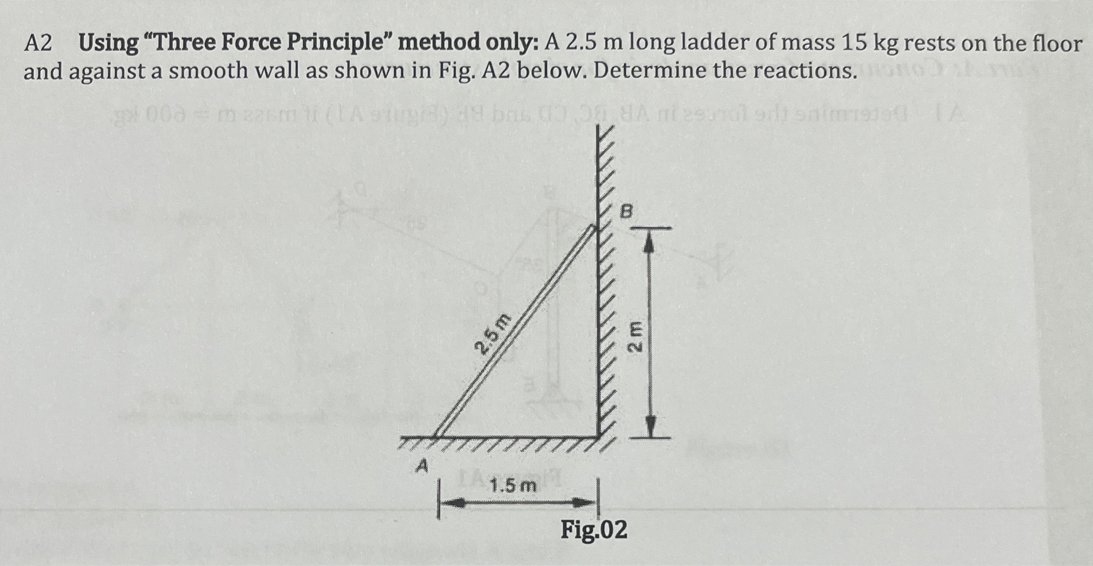 (Solved) - A2 Using "Three Force Principle" method only: A 2.5 m long ...