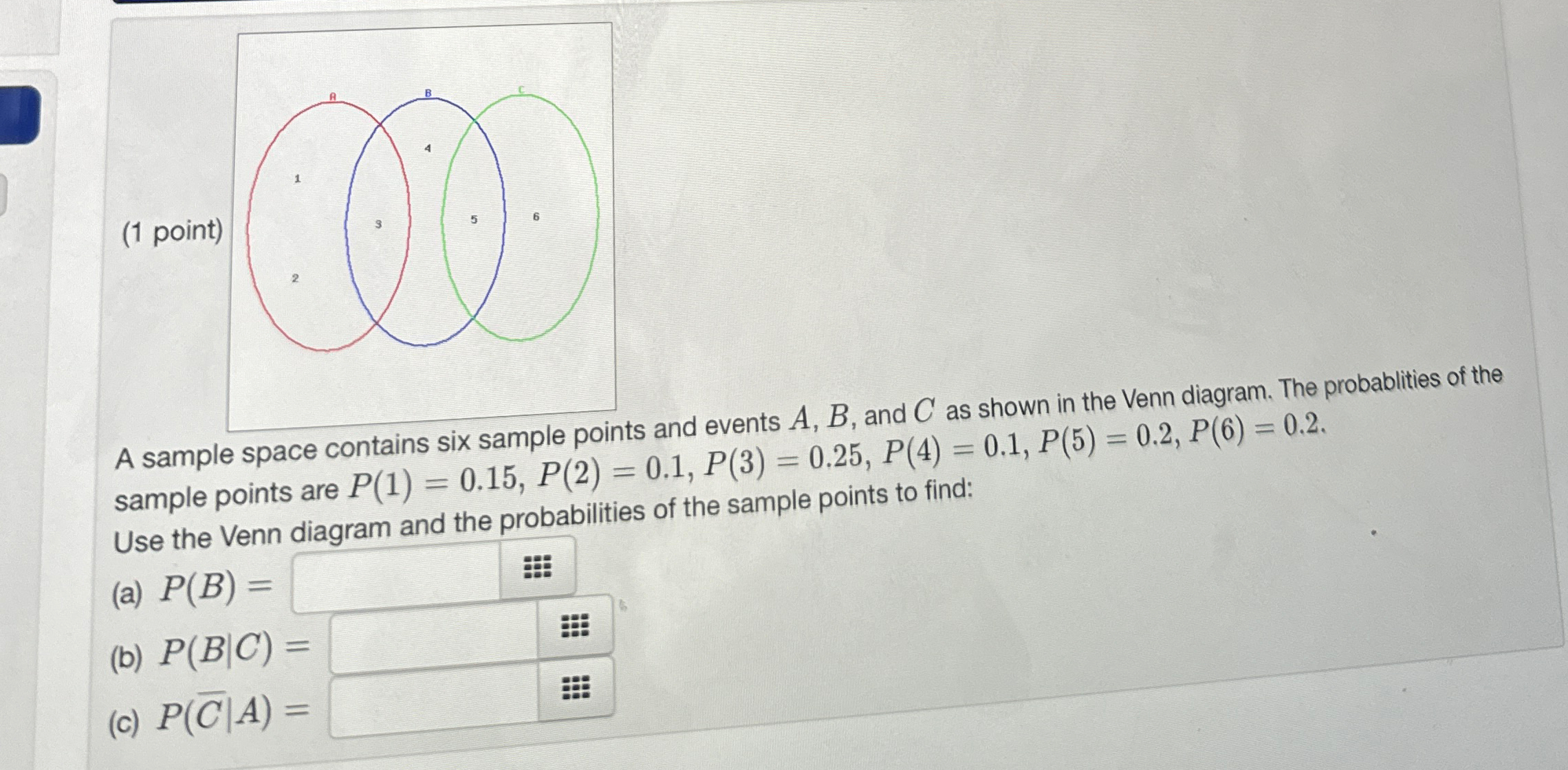 (Solved) - A sample space contains six sample points and events A, B, and C... (1 Answer ...