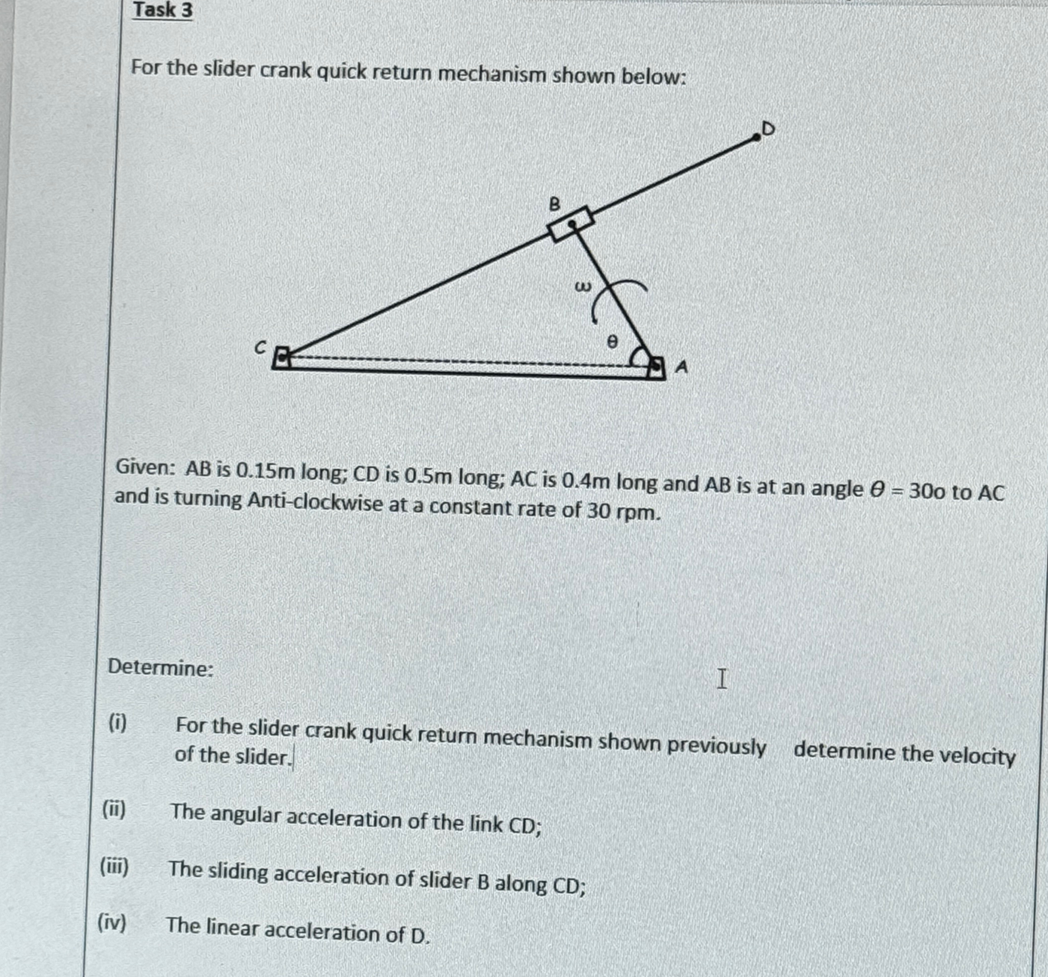 (Solved) - Task 3 - I need velocity and acceleration diagram for the ...
