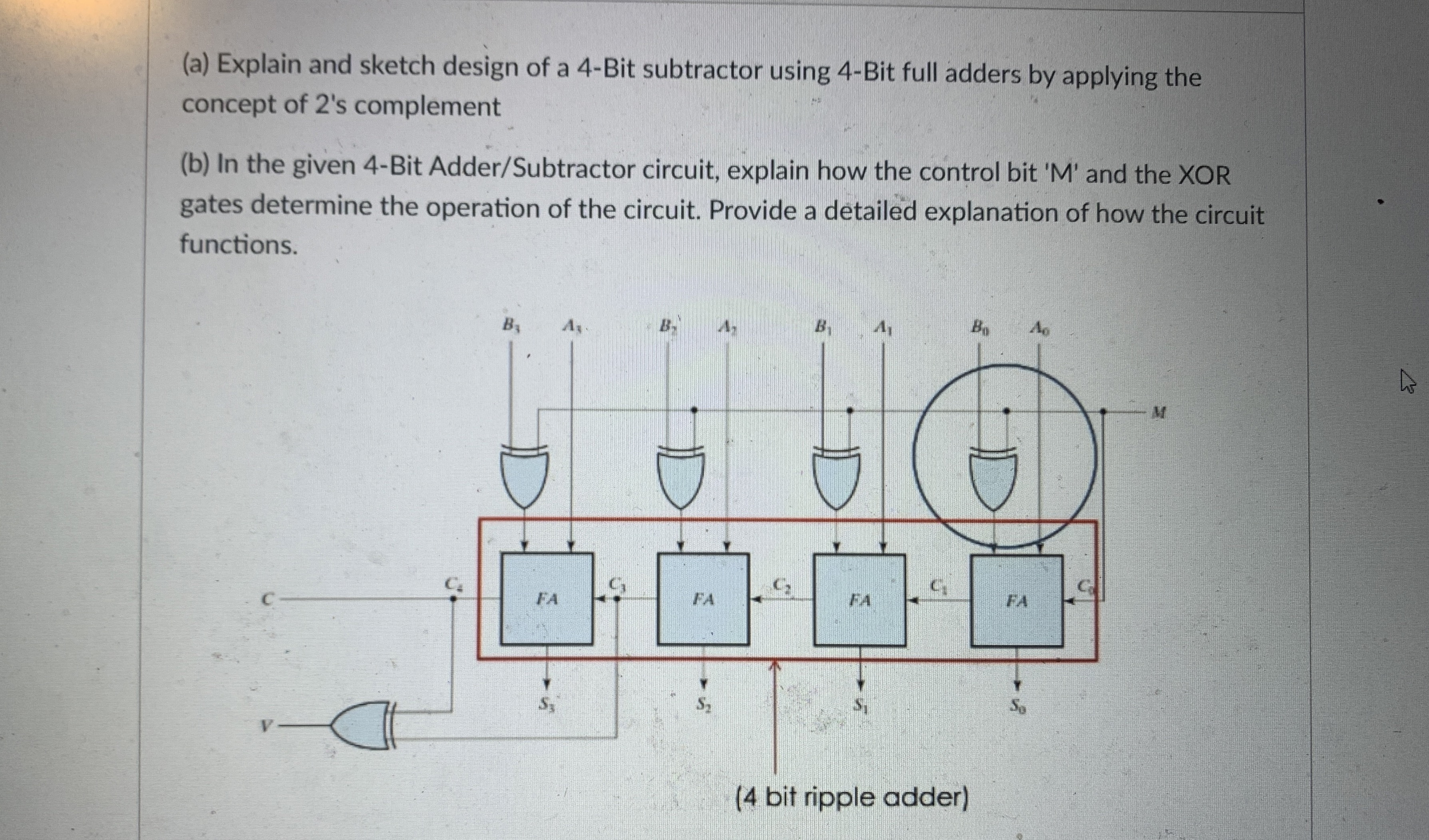 (Solved) - (a) Explain and sketch design of a 4-Bit subtractor using 4 ...