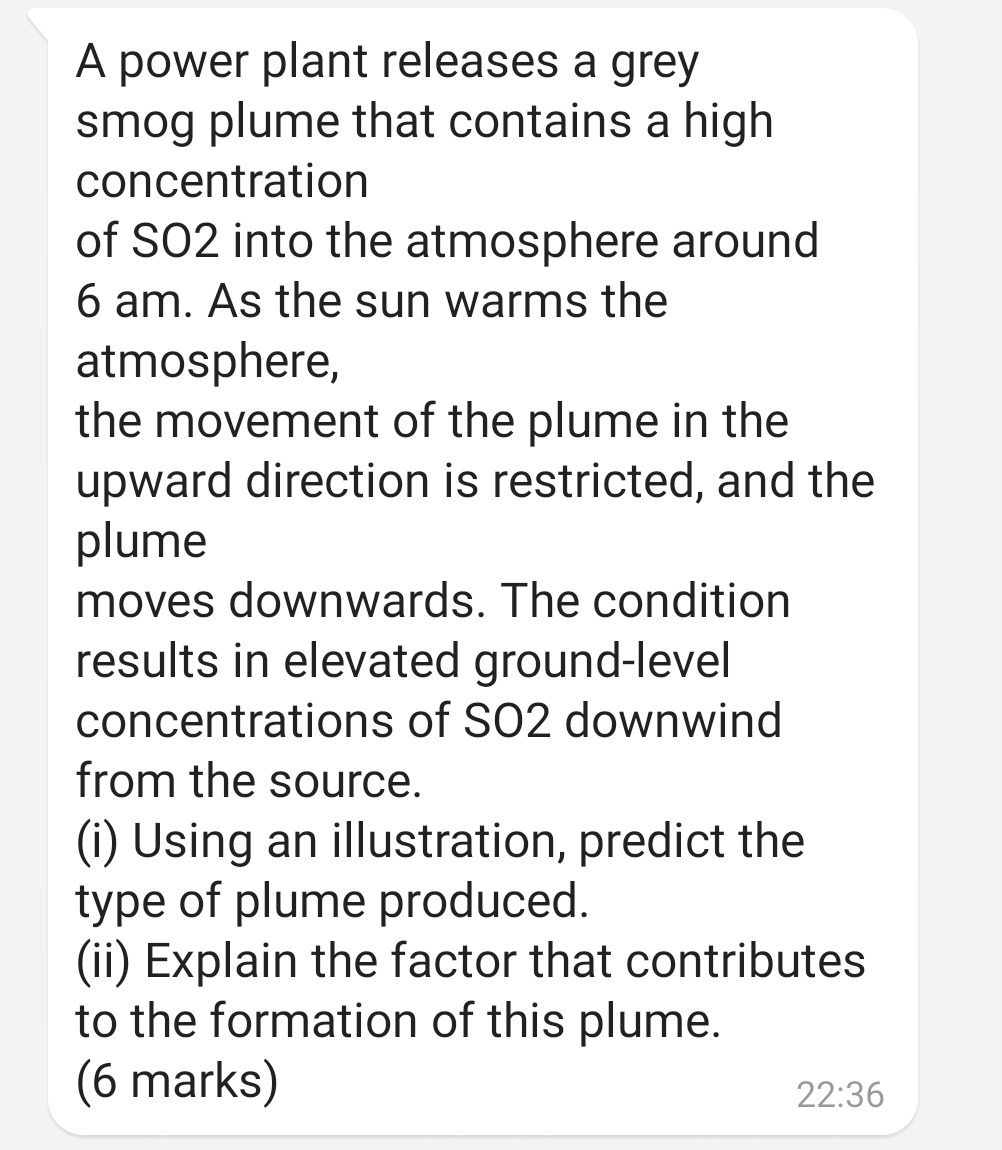 (Solved) - A power plant releases a greysmog plume that contains a high ...