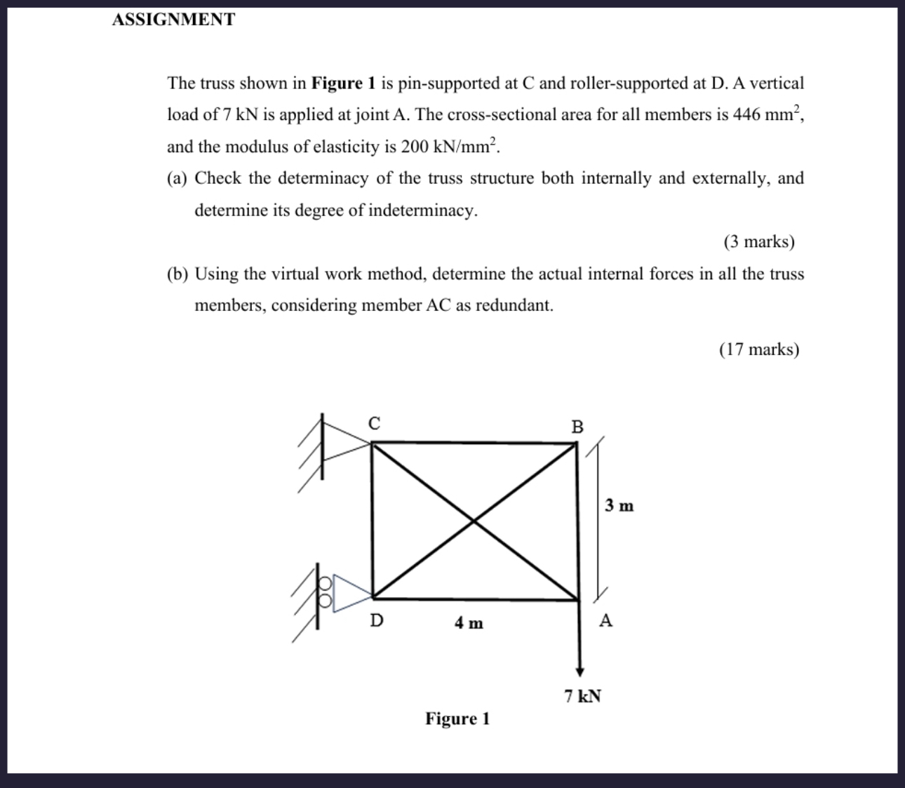 (Get Answer) - ASSIGNMENT The truss shown in Figure 1 is pin-supported at C and...| Transtutors