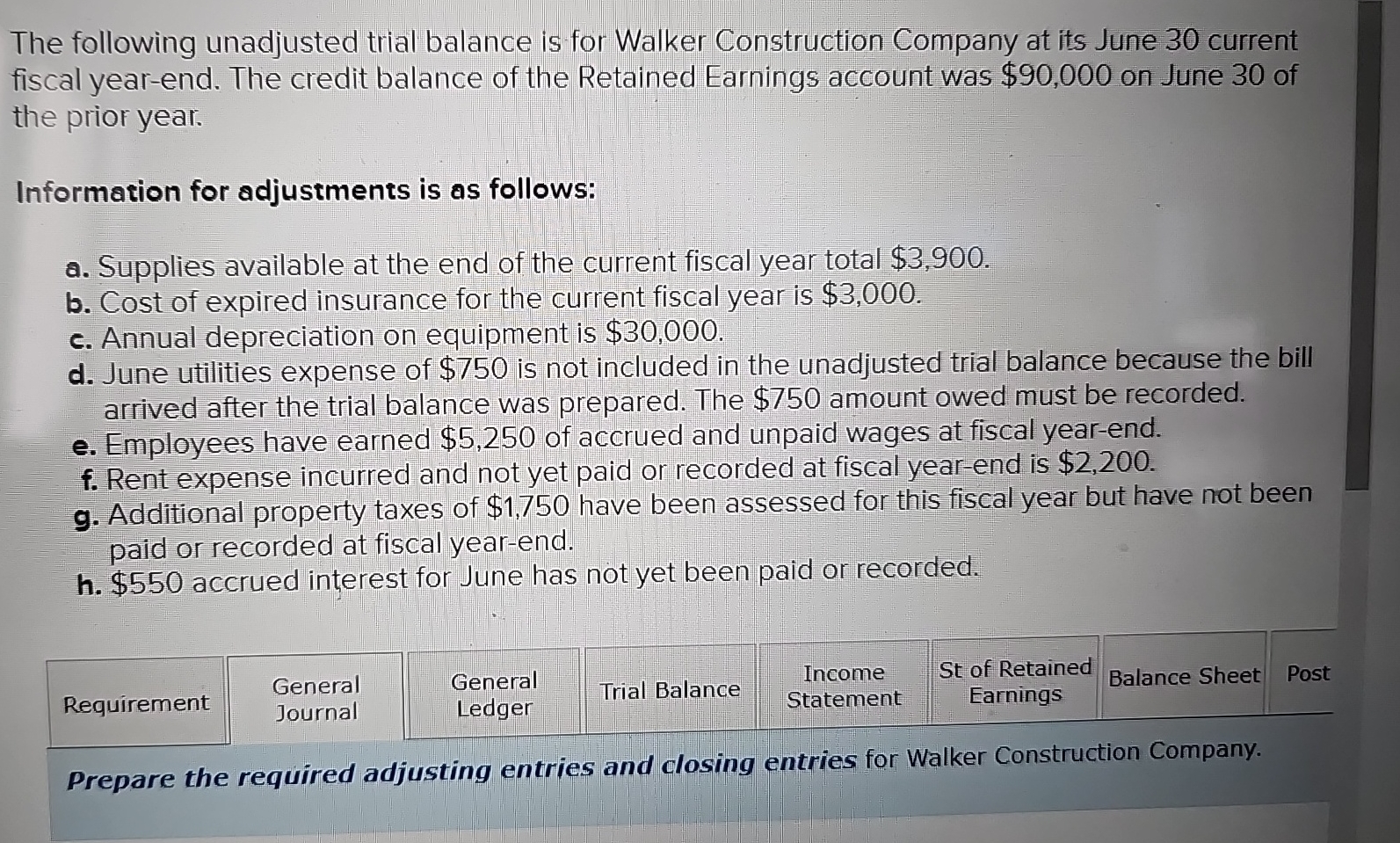 (Solved) - The following unadjusted trial balance is for Walker ...
