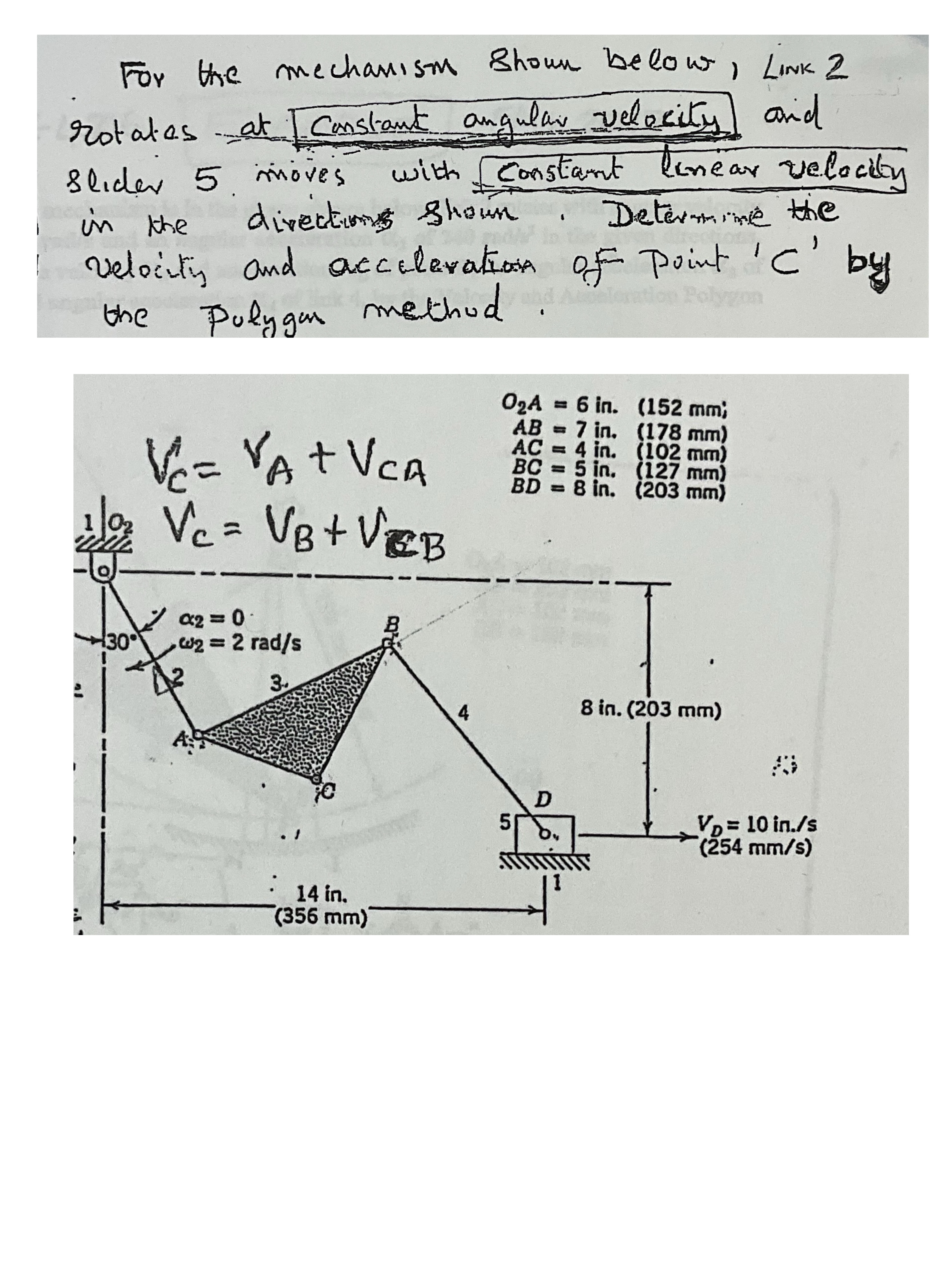 (Get Answer) - For the mechanism shown below, Link 2 rotates at ...