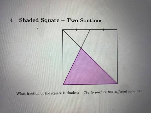 (Solved) - 4 Shaded Square – Two Soutions What Fraction Of The Square ...