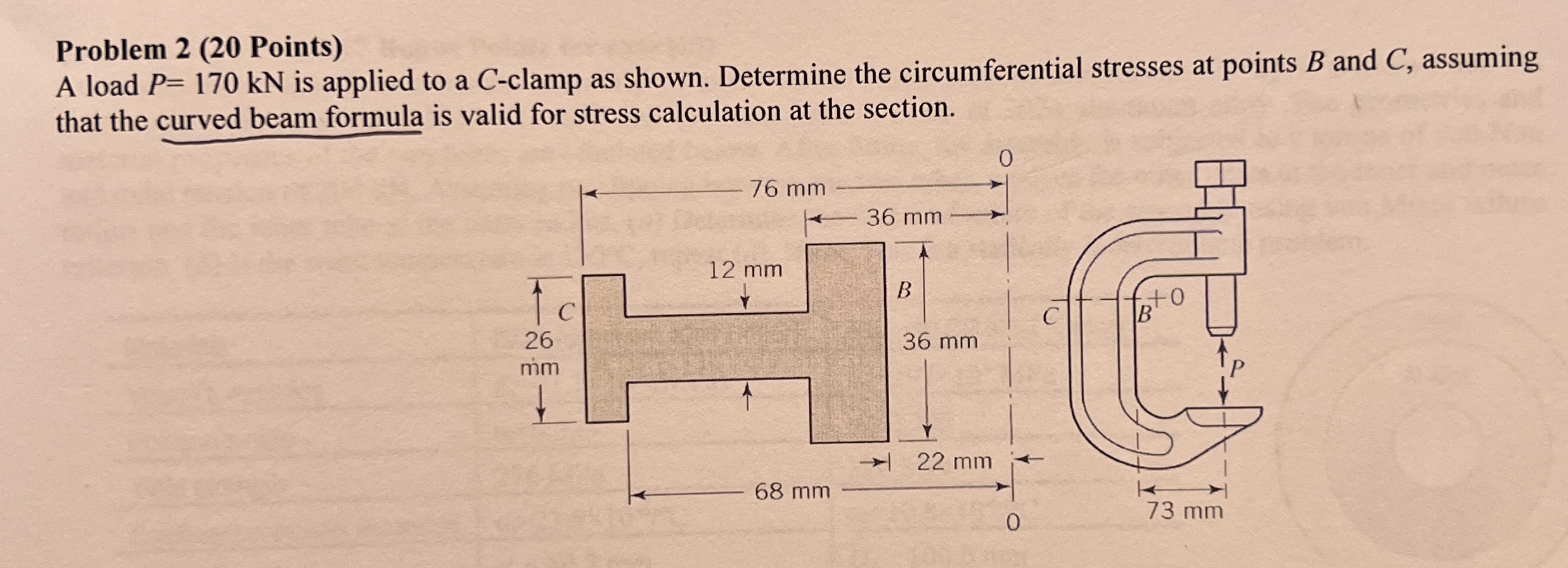 (Get Answer) - Problem 2 (20 Points) A load P = 170 kN is applied to a ...