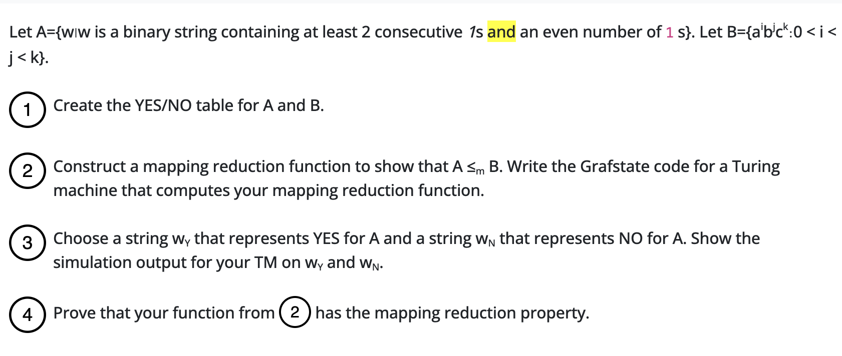 (Solved) - Let A={w|w is a binary string containing at least 2 ...