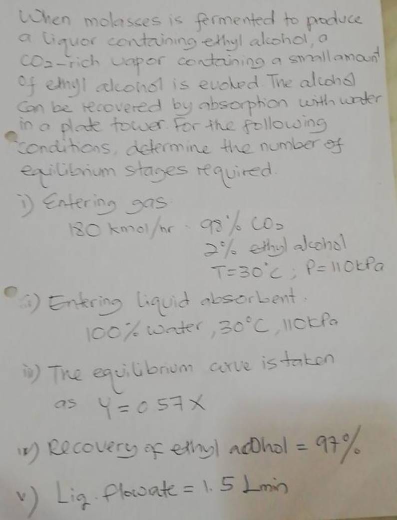 Get Answer Vi Lo 100 Kg Mol Hr Vii N Theoretical Stages By Get Answer Vi Lo 100 Kg Mol Hr Vii N Theoretical Stages By