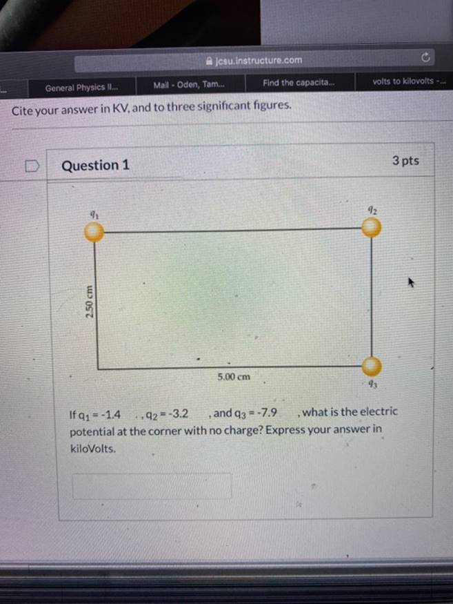 Get Answer A Jesu Instructure Com General Physics II Volts To Get Answer A Jesu Instructure Com General Physics II Volts To