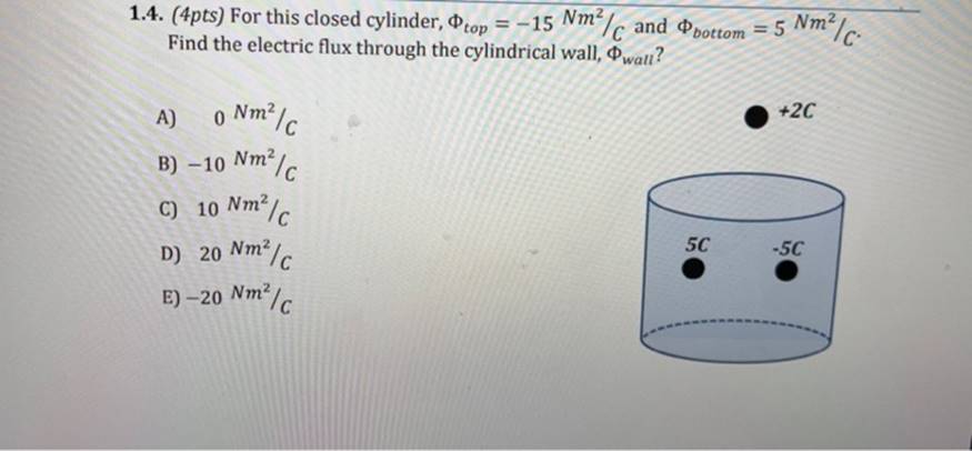 (Solved) - For This Closed Cylinder, Ptop = -15 Nm"/C And Pbottom = 5 ...