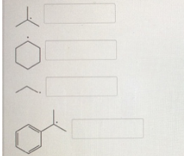 (Solved) - Rank the following radicals in order of decreasing stability ...