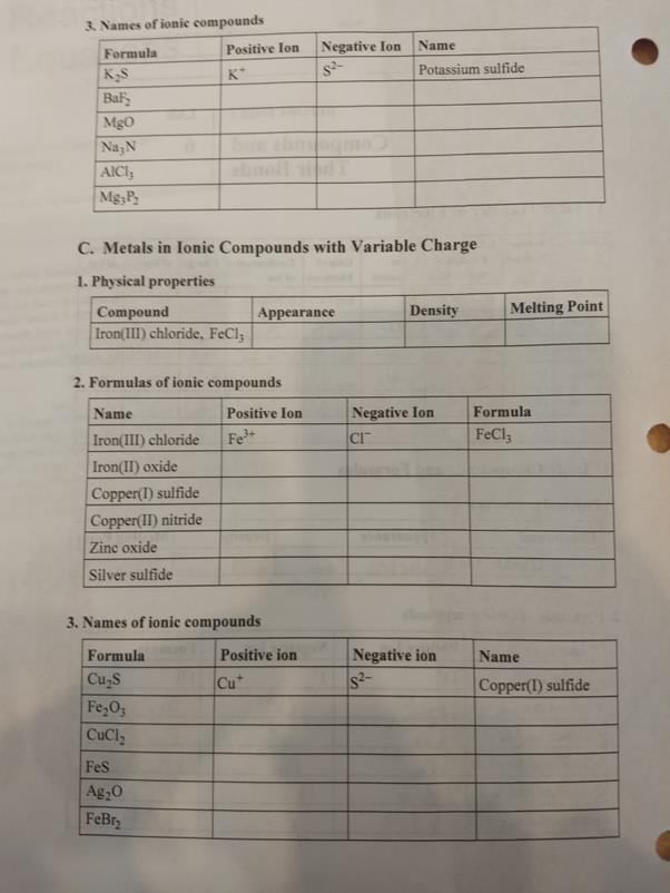 (Get Answer) - 3. Names Of Ionic Compounds Formula. 3. Names Of Ionic ...