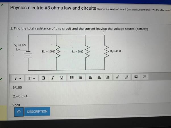 (Solved) - Physics electric #3 ohms law and circuits Quarter 4 > Week ...