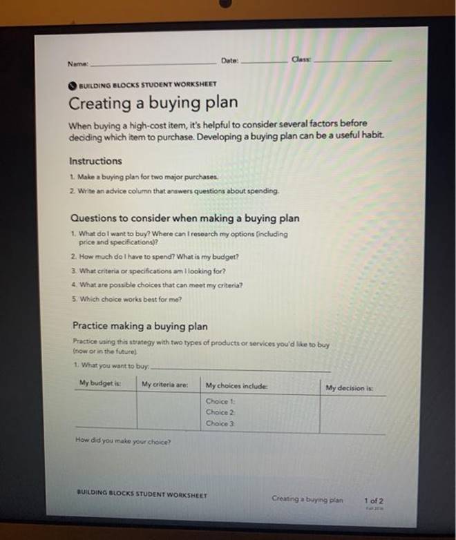 Get Answer Name Date Class BUILDING BLOCKS STUDENT WORKSHEET Get Answer Name Date Class BUILDING BLOCKS STUDENT WORKSHEET