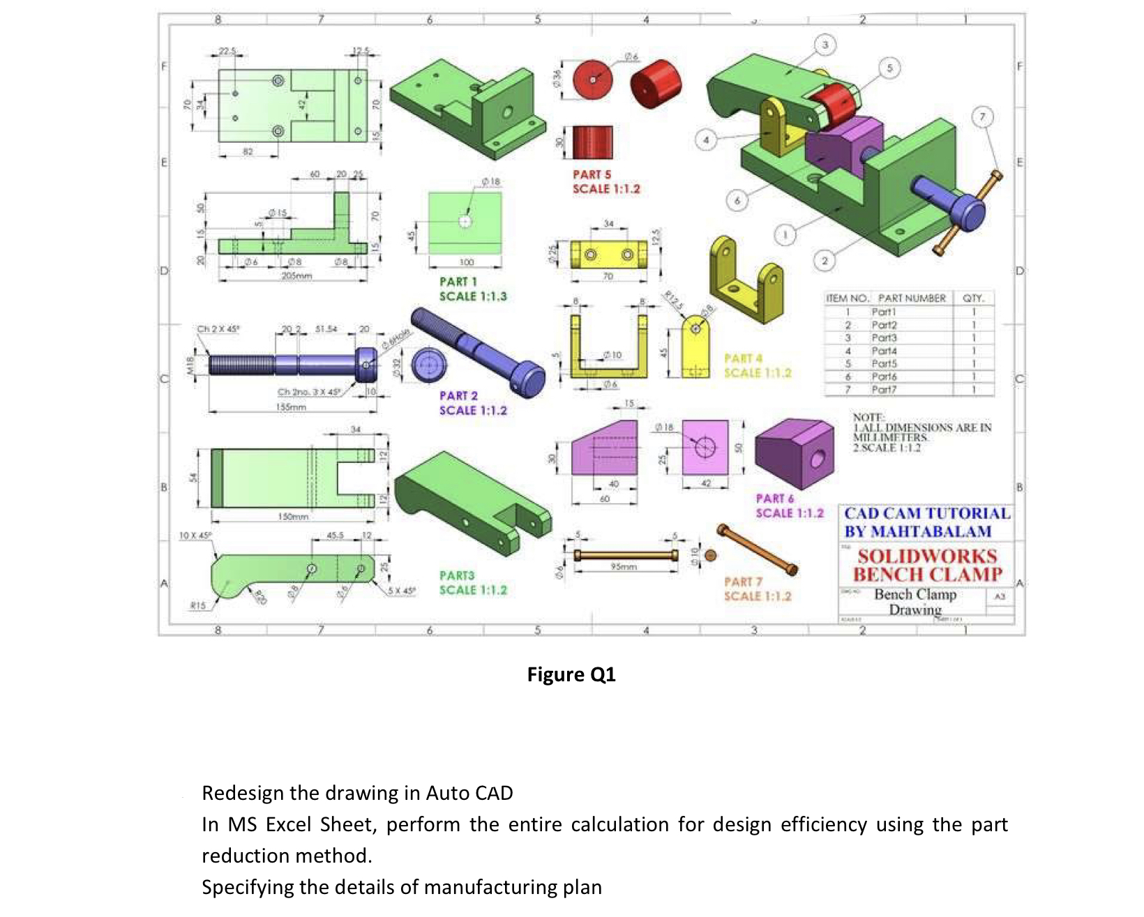 (Get Answer) - Redesign the drawing in Auto CAD. In MS Excel Sheet ...