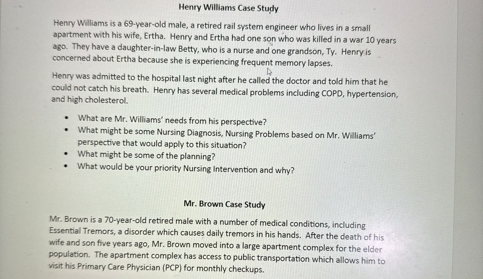 (Solved) - Henry Williams Case Study Henry Williams is a 69-year-old male, a... (1 Answer ...