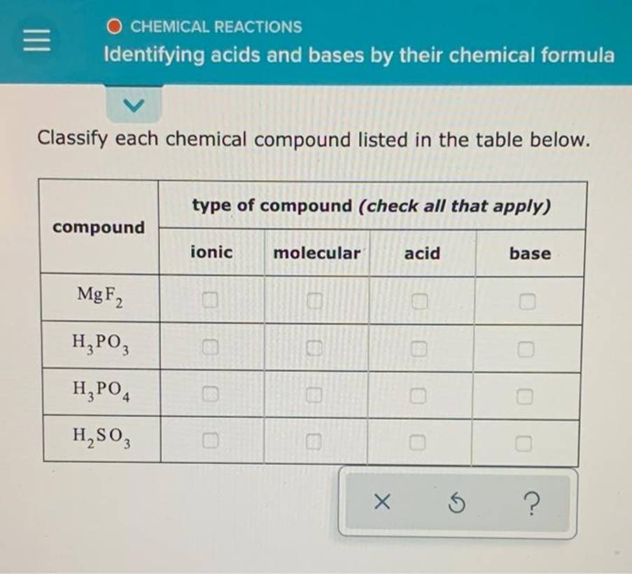 (Get Answer) - III O CHEMICAL REACTIONS Identifying acids and bases by ...