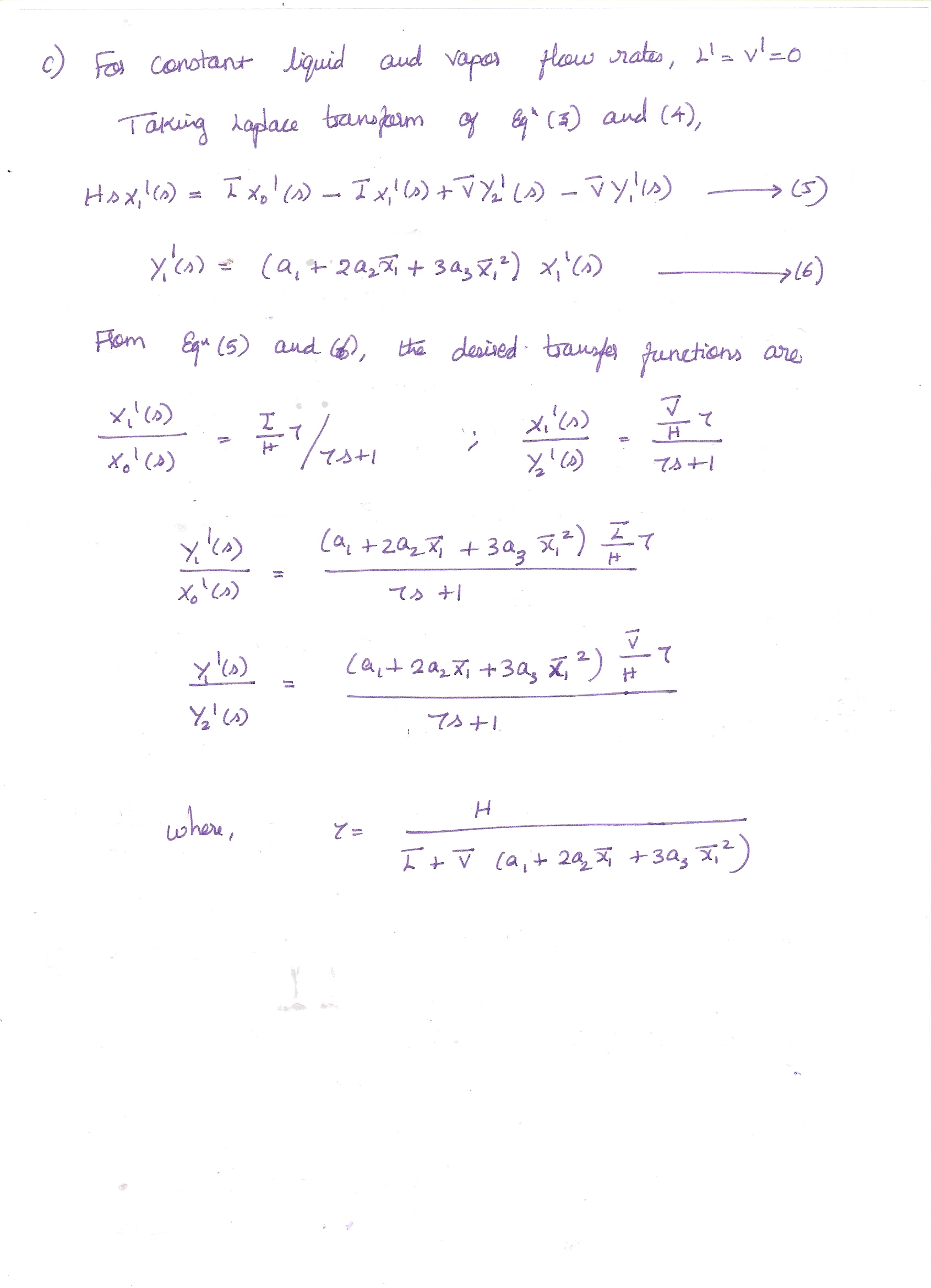 (Solved) - A single equilibrium stage in a distillation column is shown ...