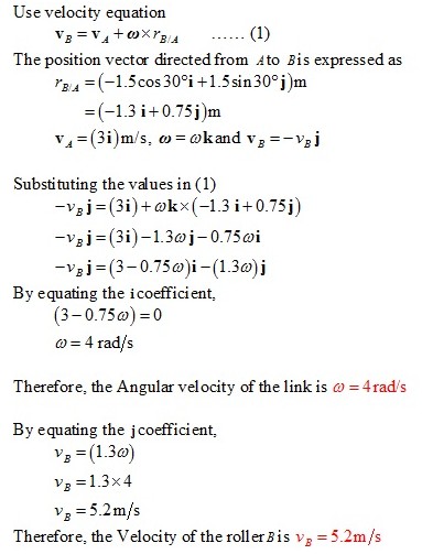 (Solved) - If roller moves to the right with a constant velocity of vA ...