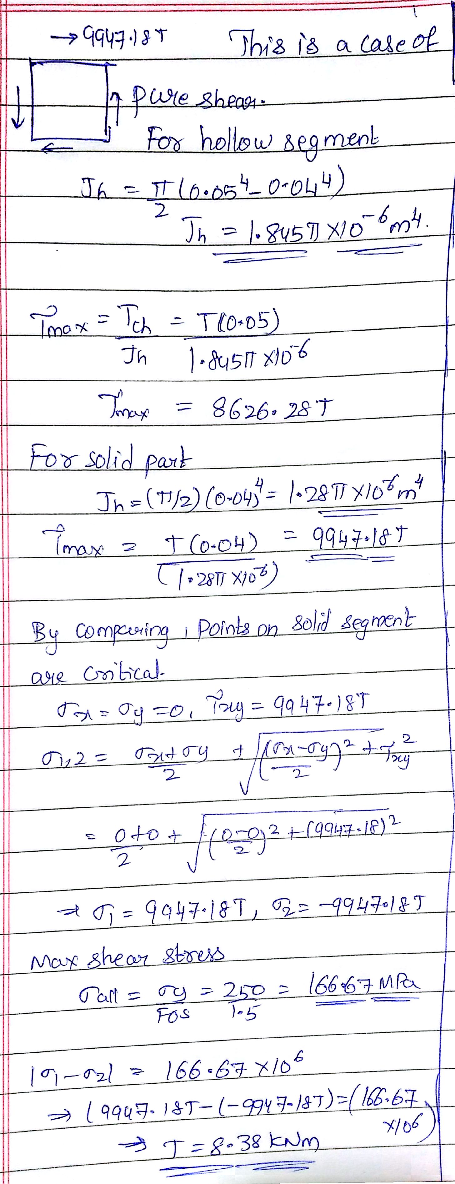 (Solved) - The shaft consists of a solid segment AB and a hollow ...