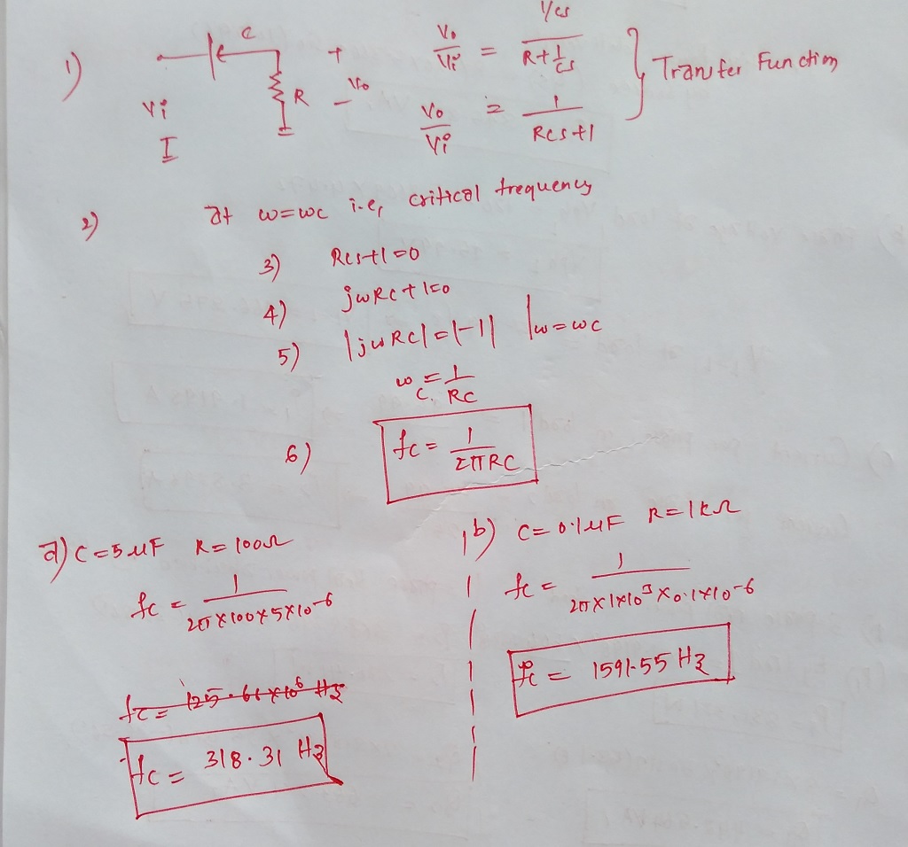 (Solved) - Determine the critical frequencies of each RC circuit in ...