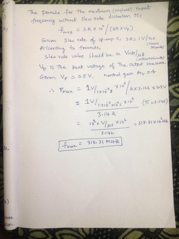 (Solved) - A non-inverting amplifier with a nominal gain of 4 senses a ...