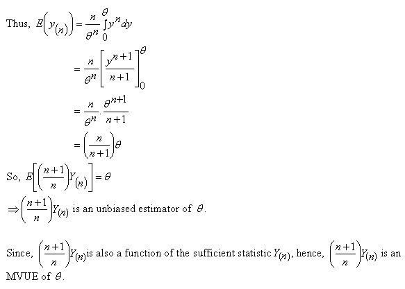 (Solved) - Refer to Exercise 9.49. Use Y ( n ) to find an MVUE of θ ...
