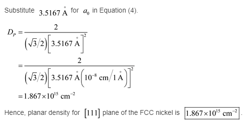 (Solved) - 1. Determine the planar density and packing fraction for FCC ...