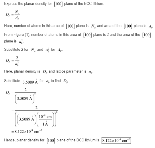 (Solved) - 1. Determine the planar density and packing fraction for FCC ...