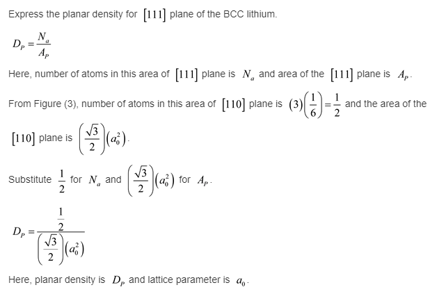 (Solved) - 1. Determine the planar density and packing fraction for FCC ...
