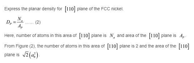 (Solved) - 1. Determine the planar density and packing fraction for FCC ...