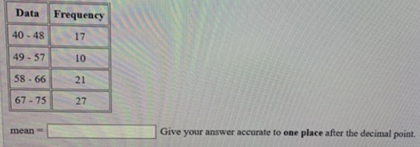 (Solved) - Approximate the mean for the data in the following frequency ...