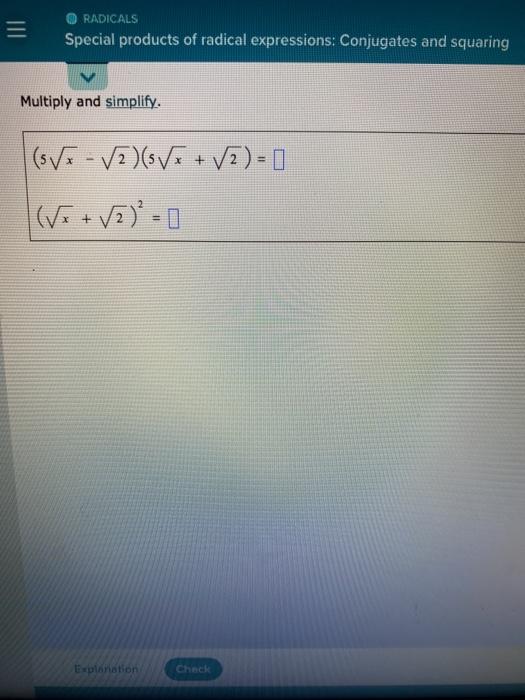 (Solved) - = O RADICALS Special Products Of Radical Expressions ...