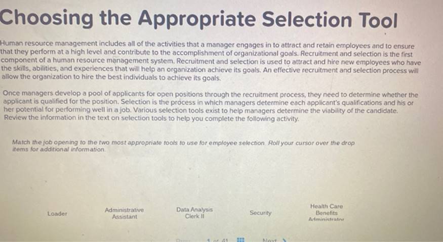 (Solved) - Choosing The Appropriate Selection Tool Human Resource ...