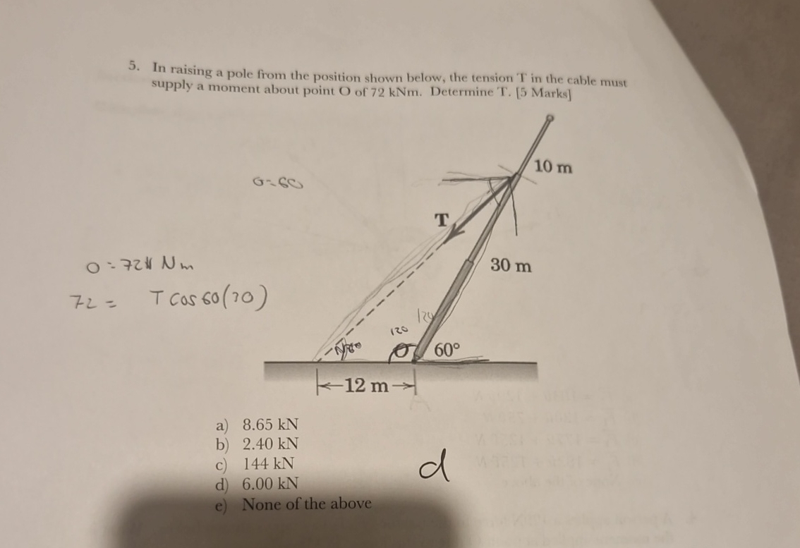 (Get Answer) - In raising a pole from the position shown below, the ...