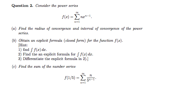 (Solved) - Consider the power series. Consider the power series (1 ...