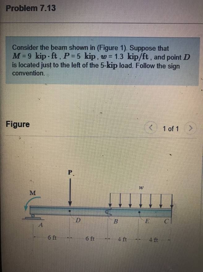  Solved Consider The Beam Shown In Figure 1 Suppose That M 9 Kip