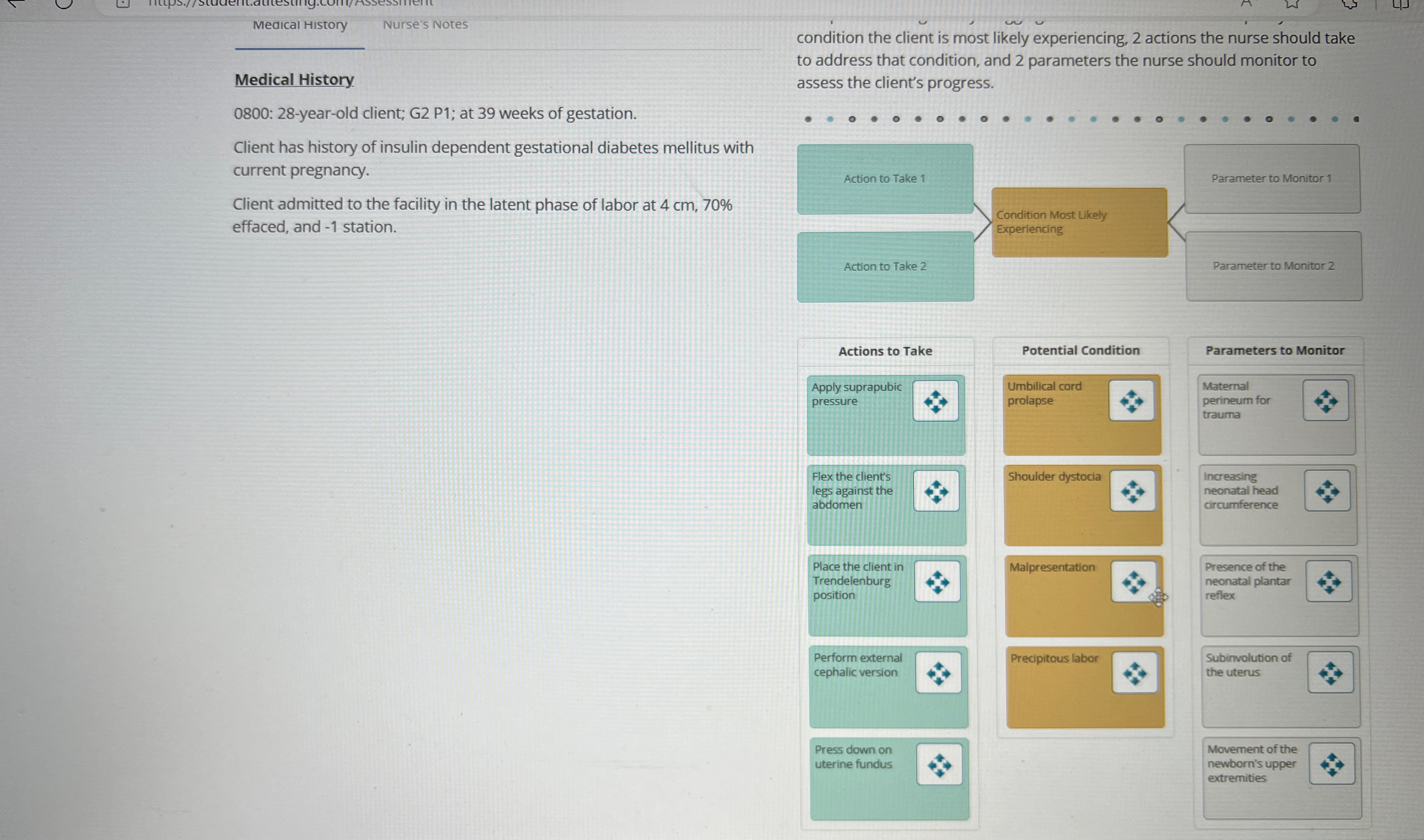 (Solved) - Medical History 0800: 28-year-old client; G2 P1; at 39 weeks ...
