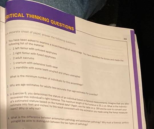 (Solved) - RITICAL THINKING QUESTIONS Separate Sheet Of Paper, Answer ...