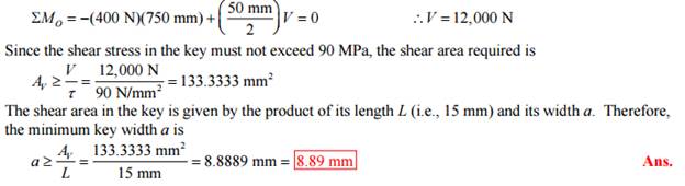 (Solved) - A lever is attached to a shaft with a square shear key, as ...