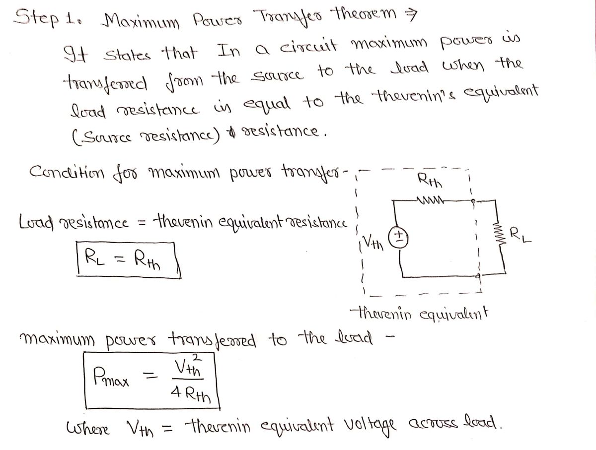(Solved) - maximum power transfer . Find RL for maximum power transfer ...