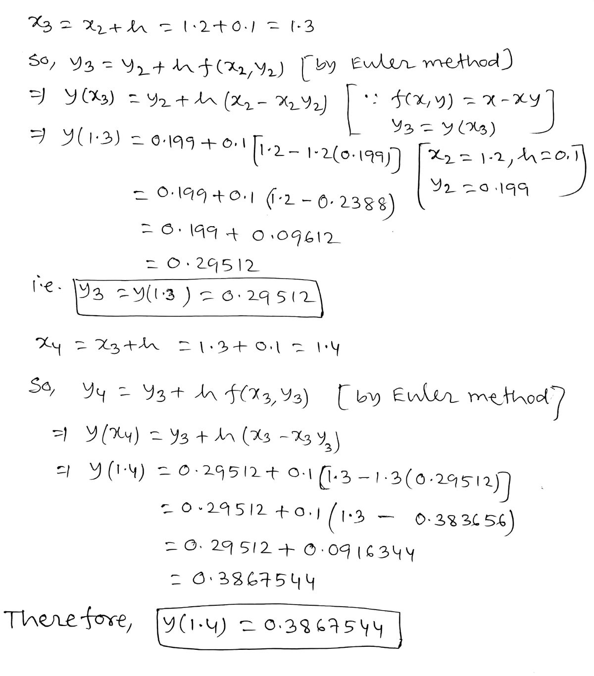 (Solved) - Use euler method with the given step size to estimate y(1.4 ...