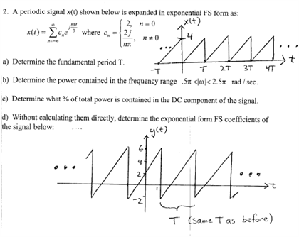 (Solved) - A periodic signal x(t) shown below is expanded in ...