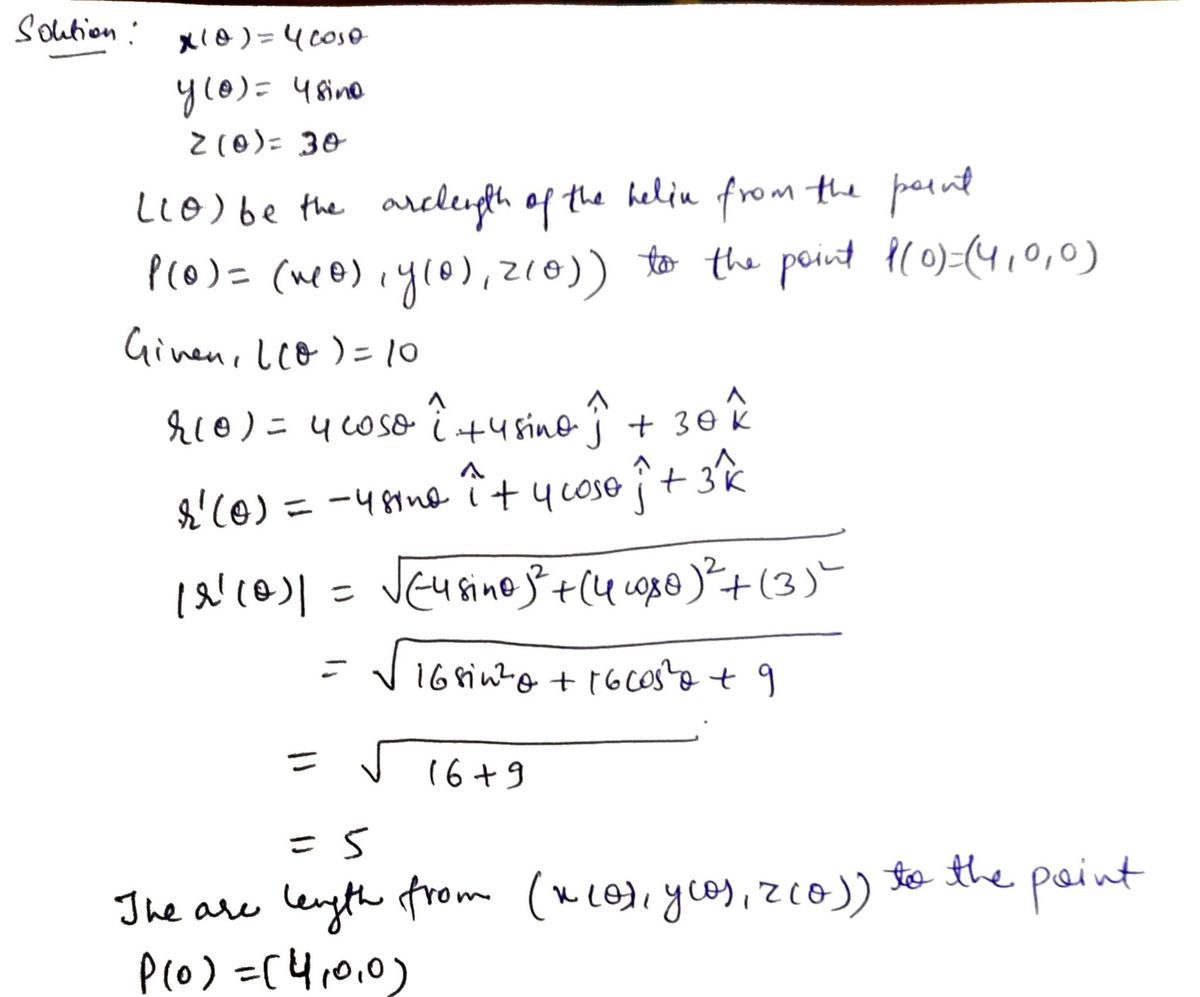 (Solved) - A circular helix in xyz-space has the following parametric ...
