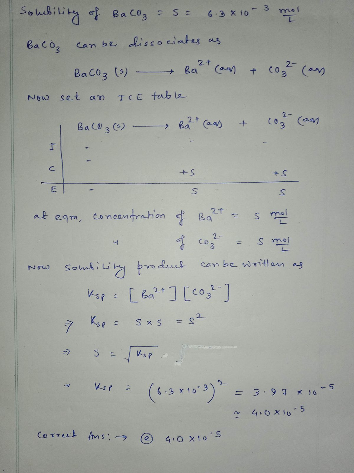 (Solved) - If the solubility of BaCO3 (s) in water at 25Ã‚Â° C is 6 ...